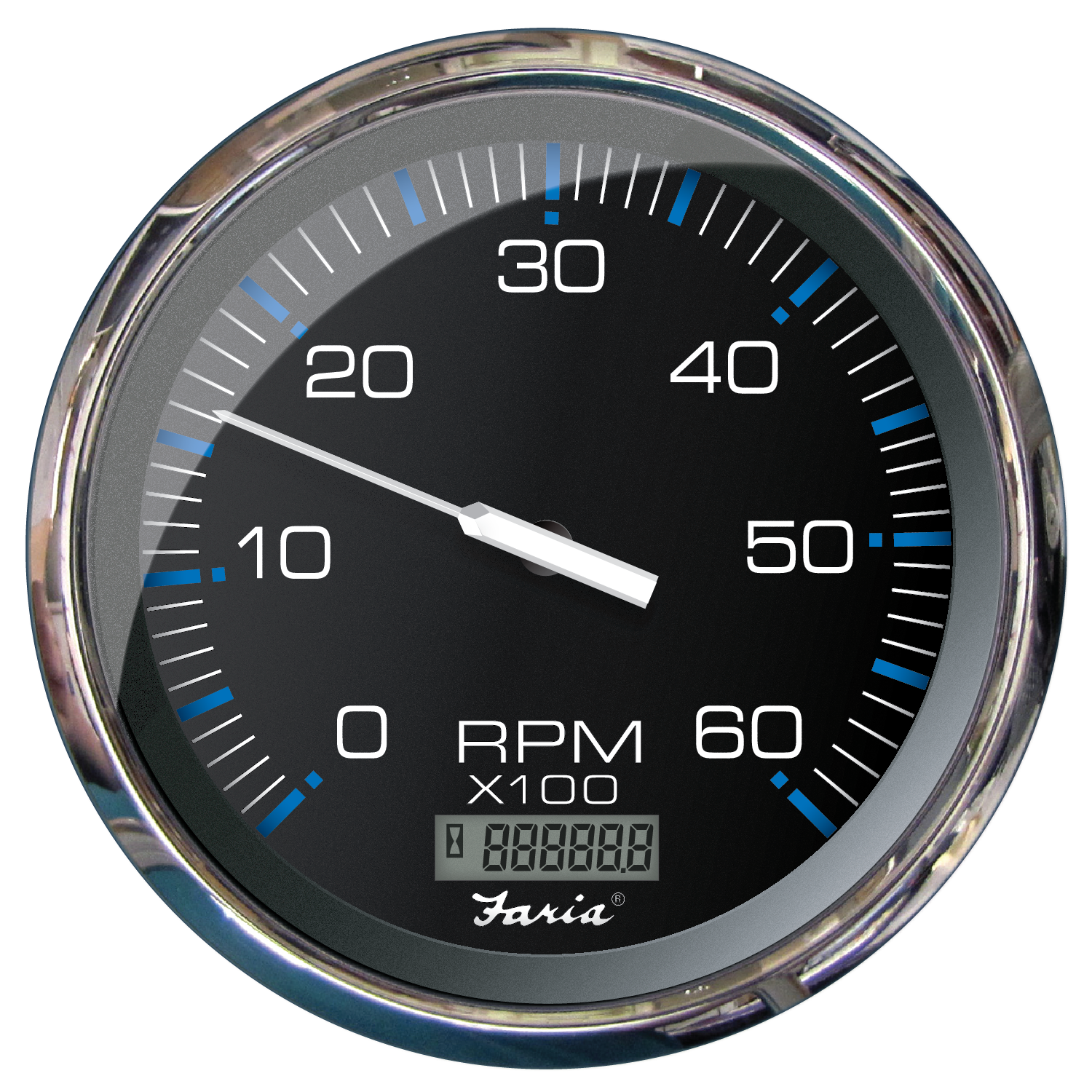 Faria Tachometer 6000 RPM with Hourmeter Chesapeake Black SS - TCH225 ...